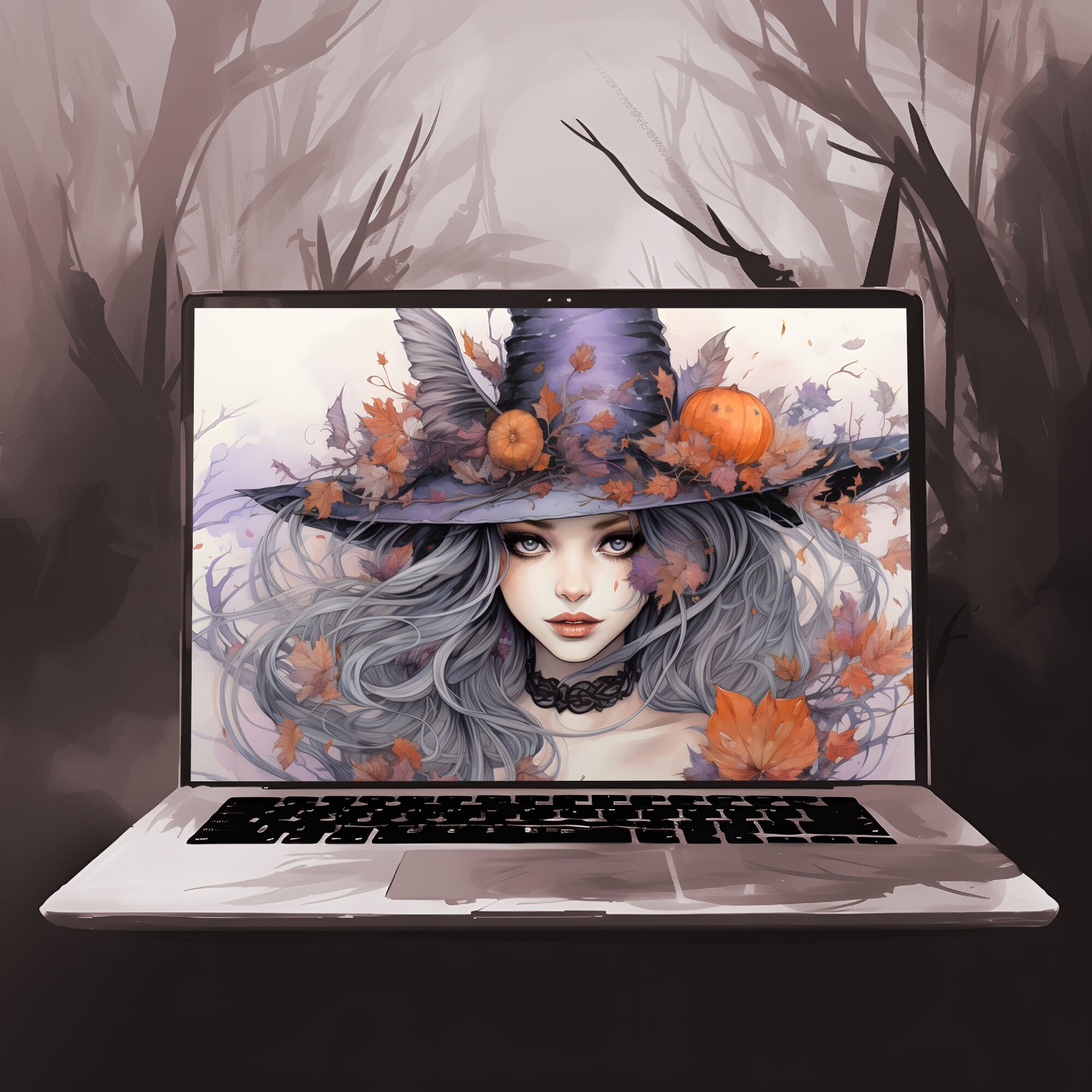 Halloween Witch Desktop Wallpapers, Bundle of 9 Magical Halloween Witch ...
