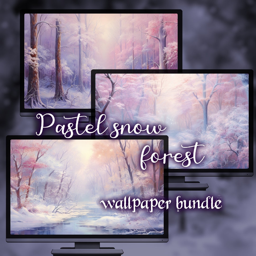 Pastel Snow Forest, Winter Background, Winter Wallpaper for Desktop ...
