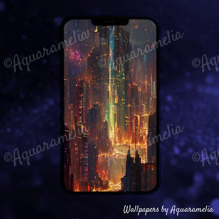 Futuristic City Cyberpunk Phone Background, Synthwave Urban Lock Screen ...