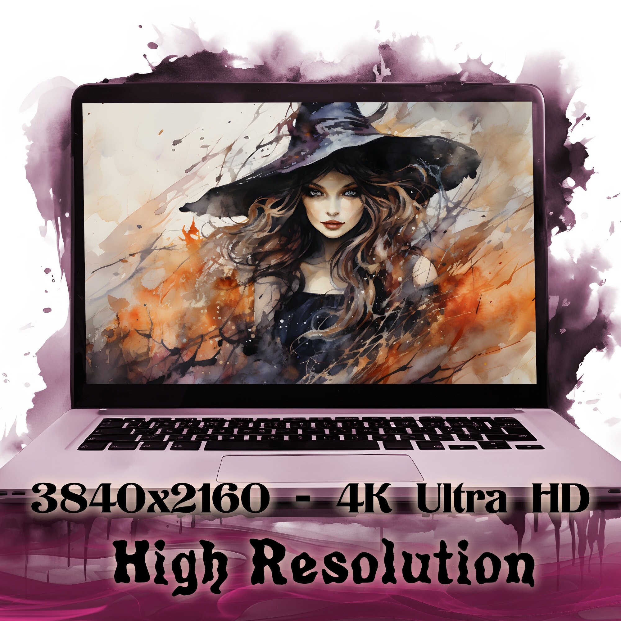 Seductive Witch 3 Desktop Wallpapers, Bundle of 7 Magical Spooky ...