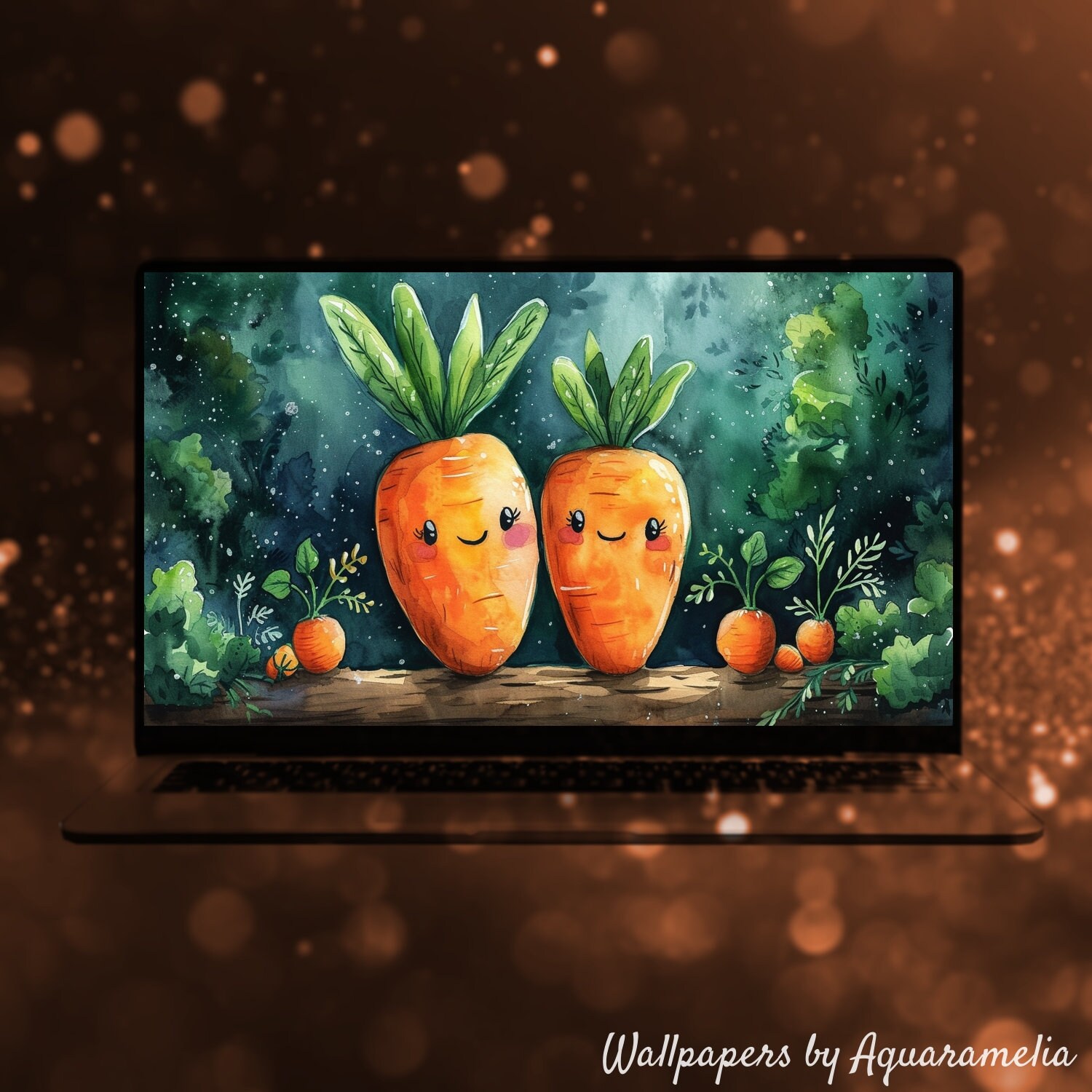 Cute Carrots Vegetable Desktop Wallpaper, Kawaii Vegetables Wallpaper ...