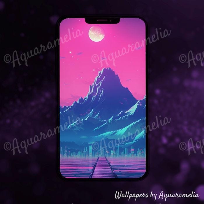 Synthwave City Cyberpunk Phone Background, Retrowave Urban Lock Screen ...