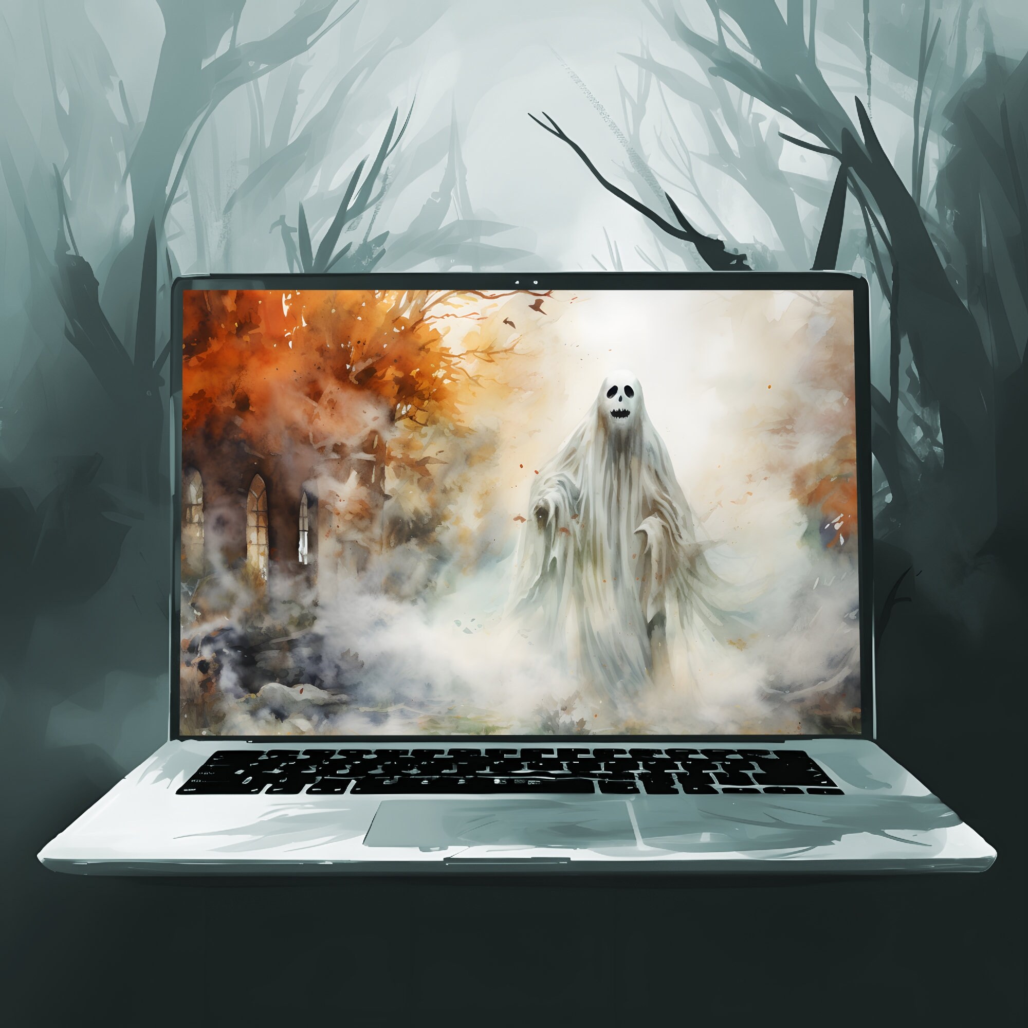 Scary Ghost Desktop Wallpapers, Bundle of 6 Spooky Scary Haunted Spirit ...