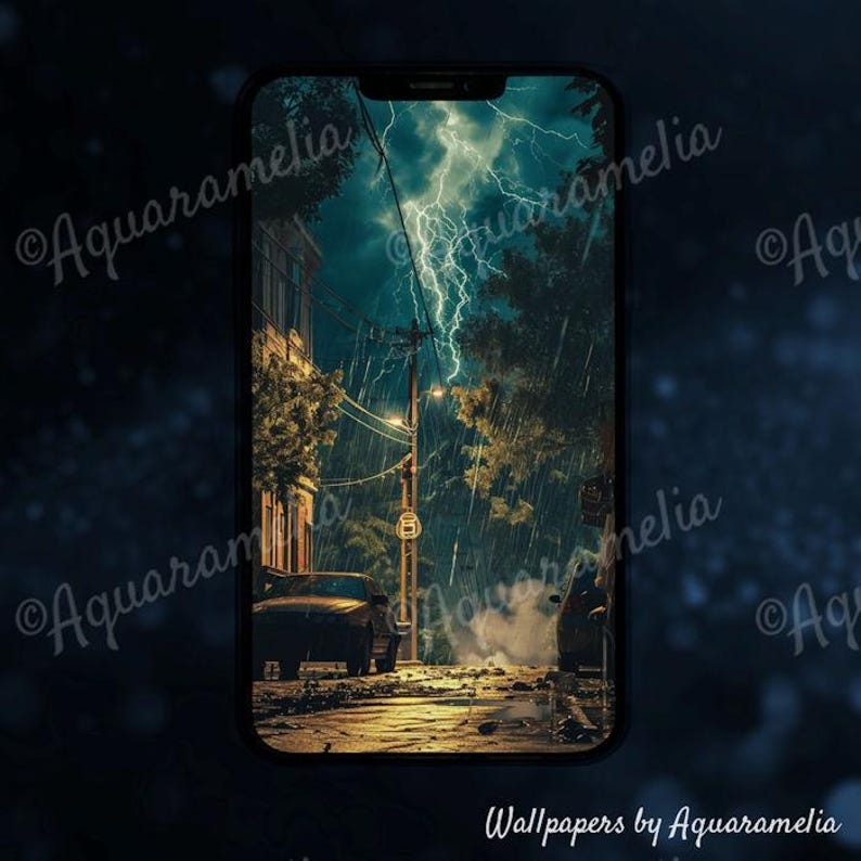 Thunderstorm Aesthetic Smartphone Background, Storm Rain Phone ...