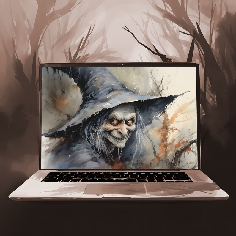 Terrifying Witch Desktop Wallpapers, Bundle of 9 Magical Spooky Horror ...
