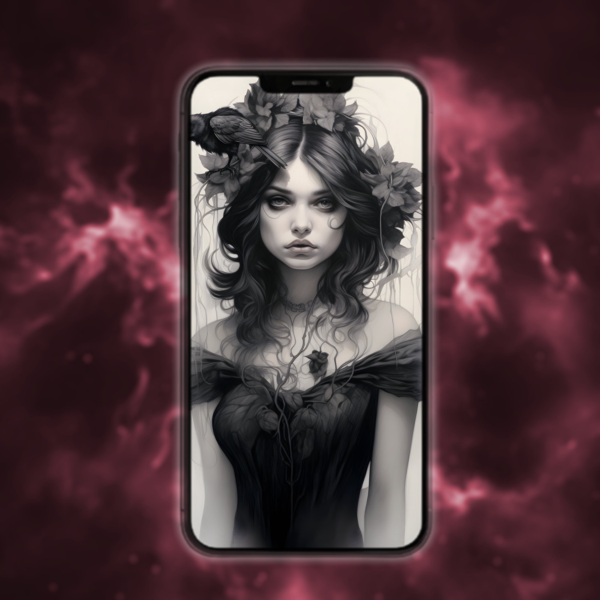 Gothic Witch Phone Wallpapers, Bundle of 9 Scary Dark Halloween Horror ...