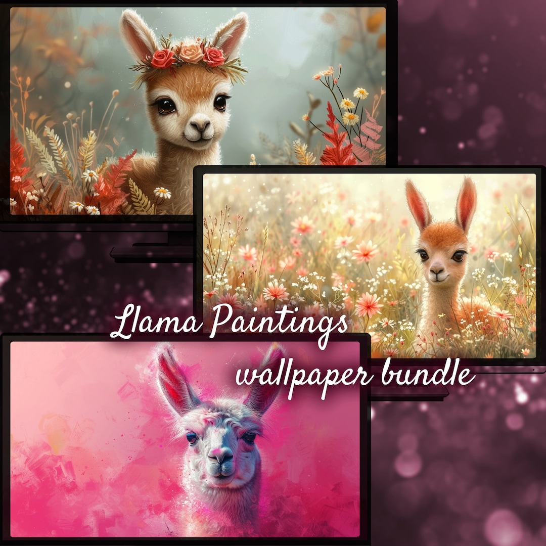 Cute Llama Animal Desktop Wallpaper, Cute Llama Wallpaper, Valentines ...