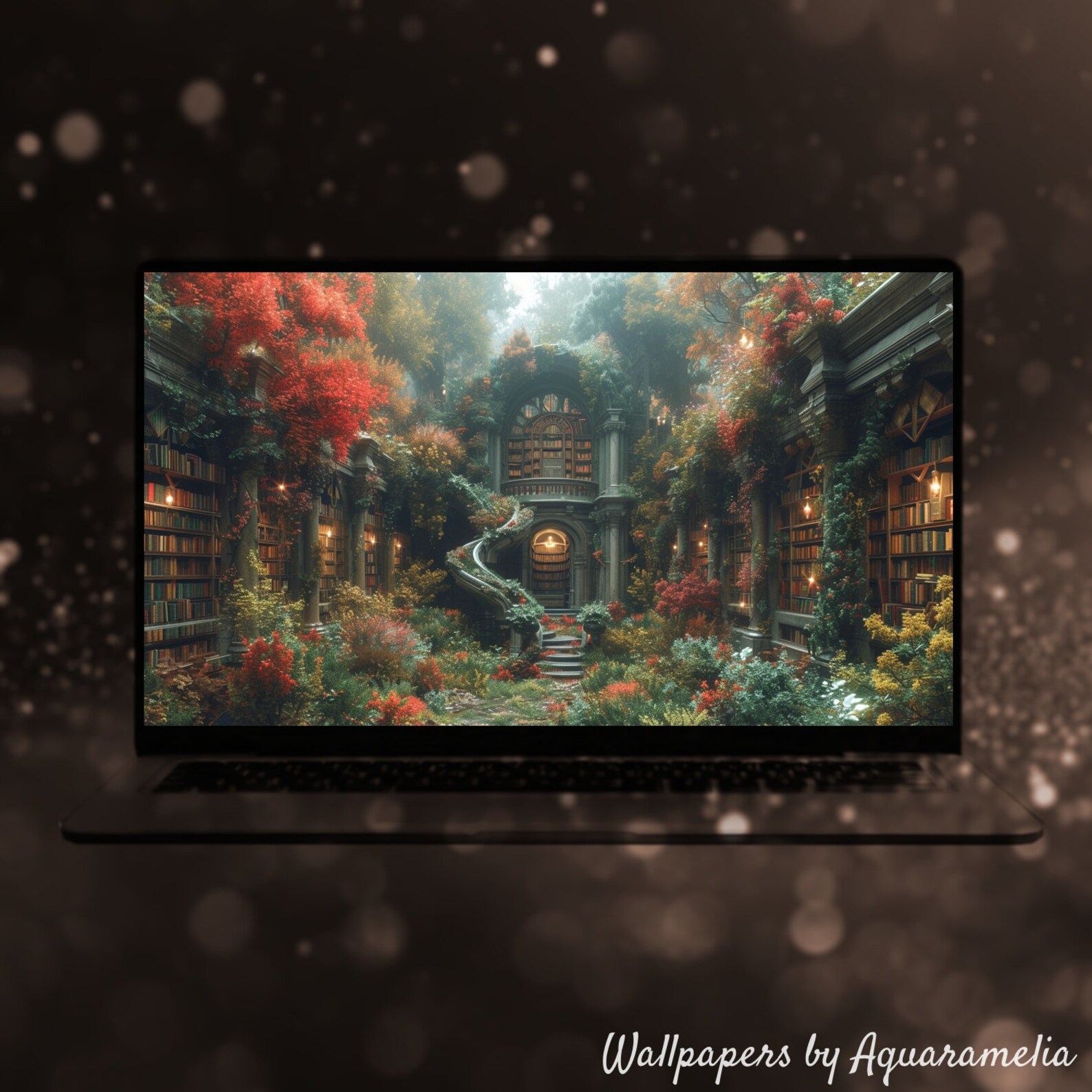 Floral Library Background, Romantic Books, Reading Desktop Background ...