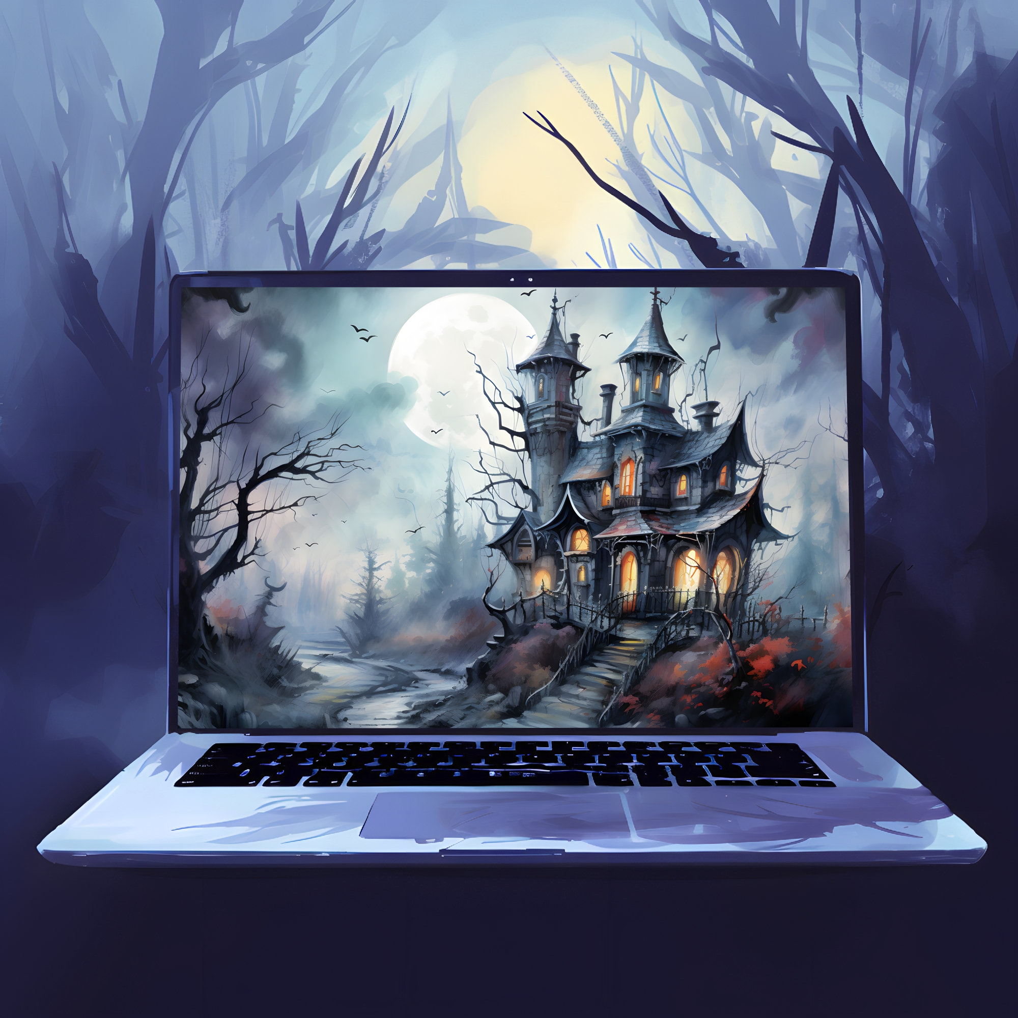 Haunted House Desktop Wallpapers, Bundle of 7 Creepy Mansion Scary ...