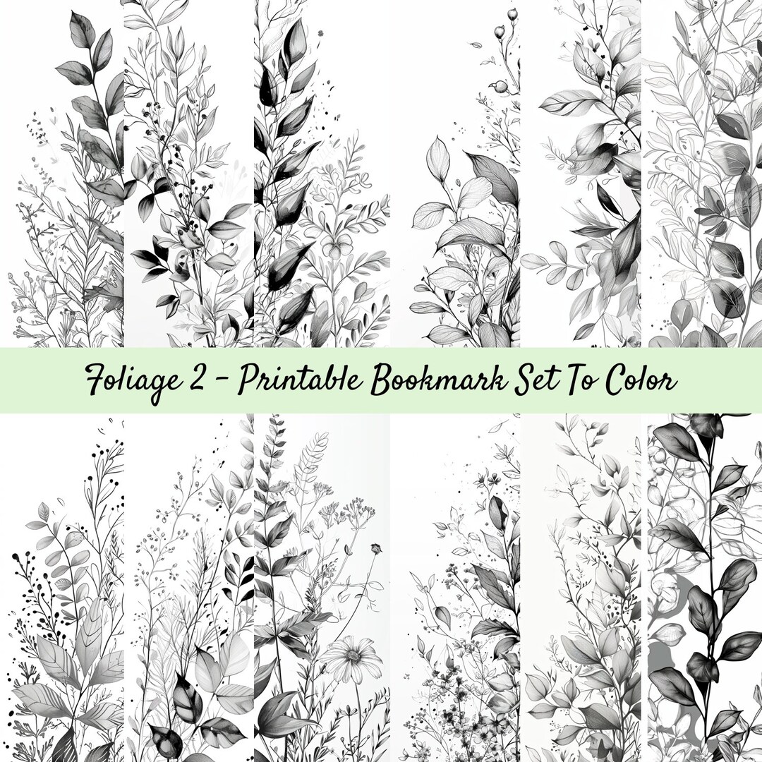 Printable Bookmark Coloring Set, Digital Bookmarks to Color, for Kids ...