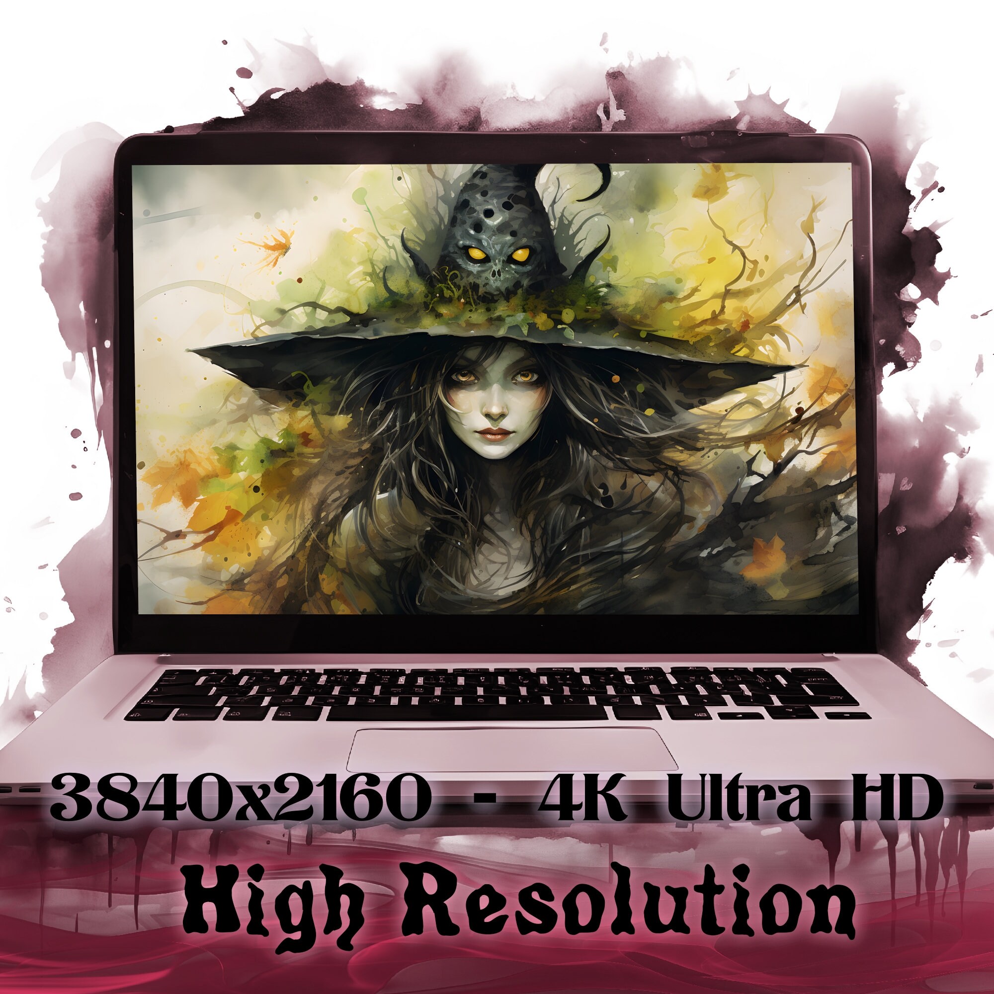 Seductive Witch Desktop Wallpapers, Bundle of 8 Magical Spooky ...