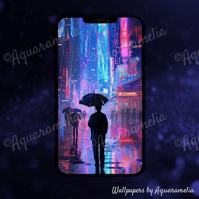 Futuristic City Cyberpunk Phone Background, Synthwave Urban Lock Screen ...