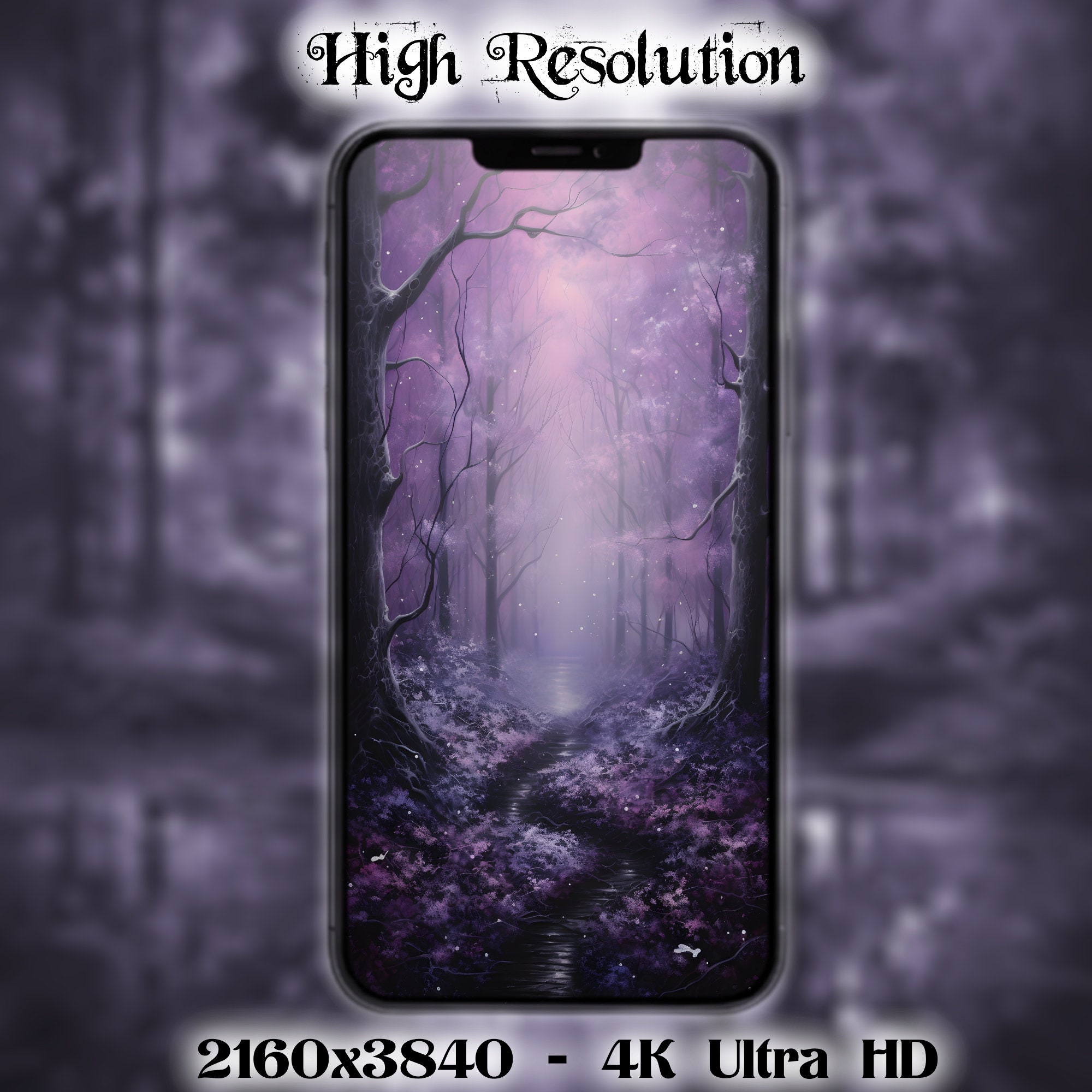 Purple Enchanted Forest Phone Wallpapers, Bundle of 8 Magical Fantasy ...