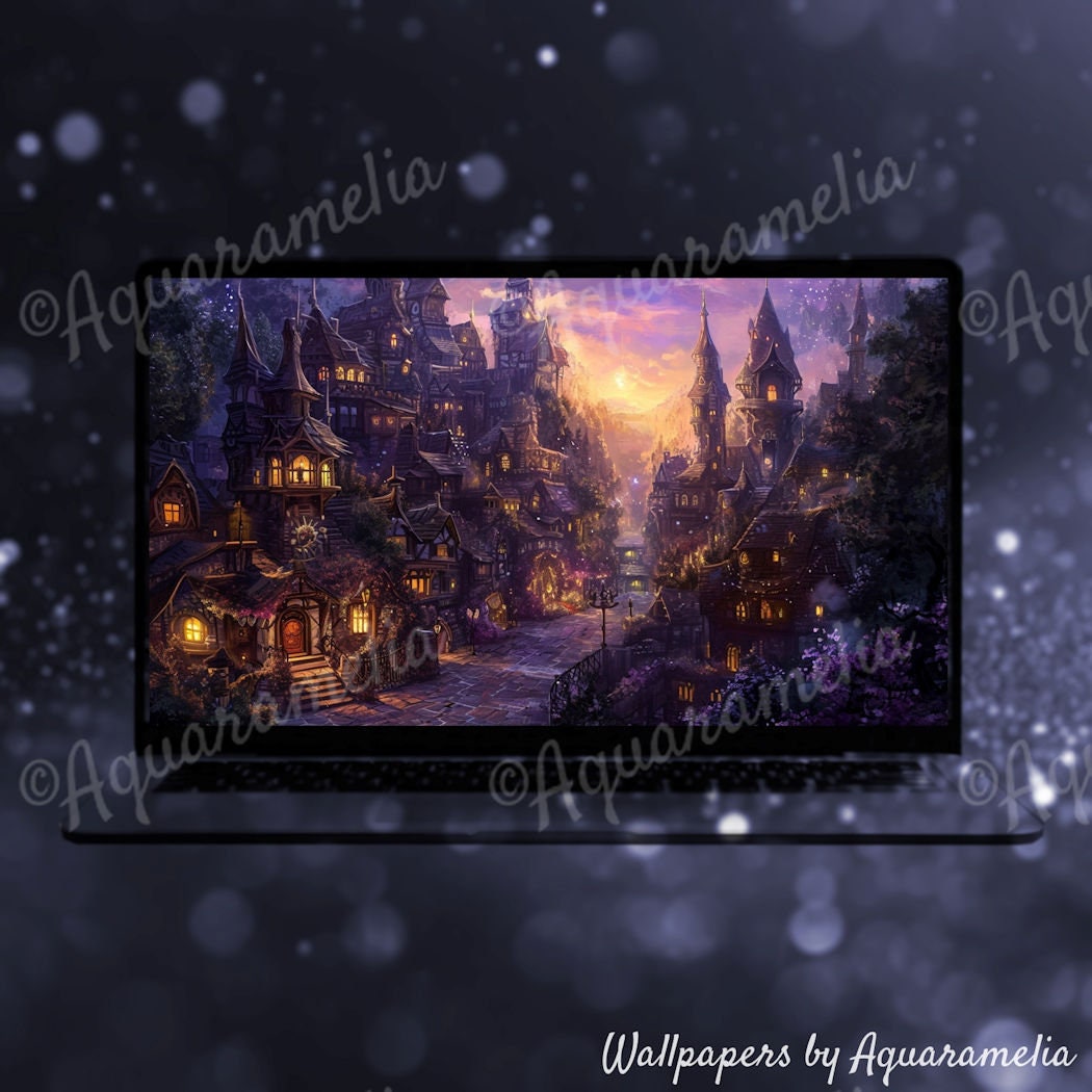 Fantasy Town Background, Enchanted Magic Desktop Background, Fantasy ...