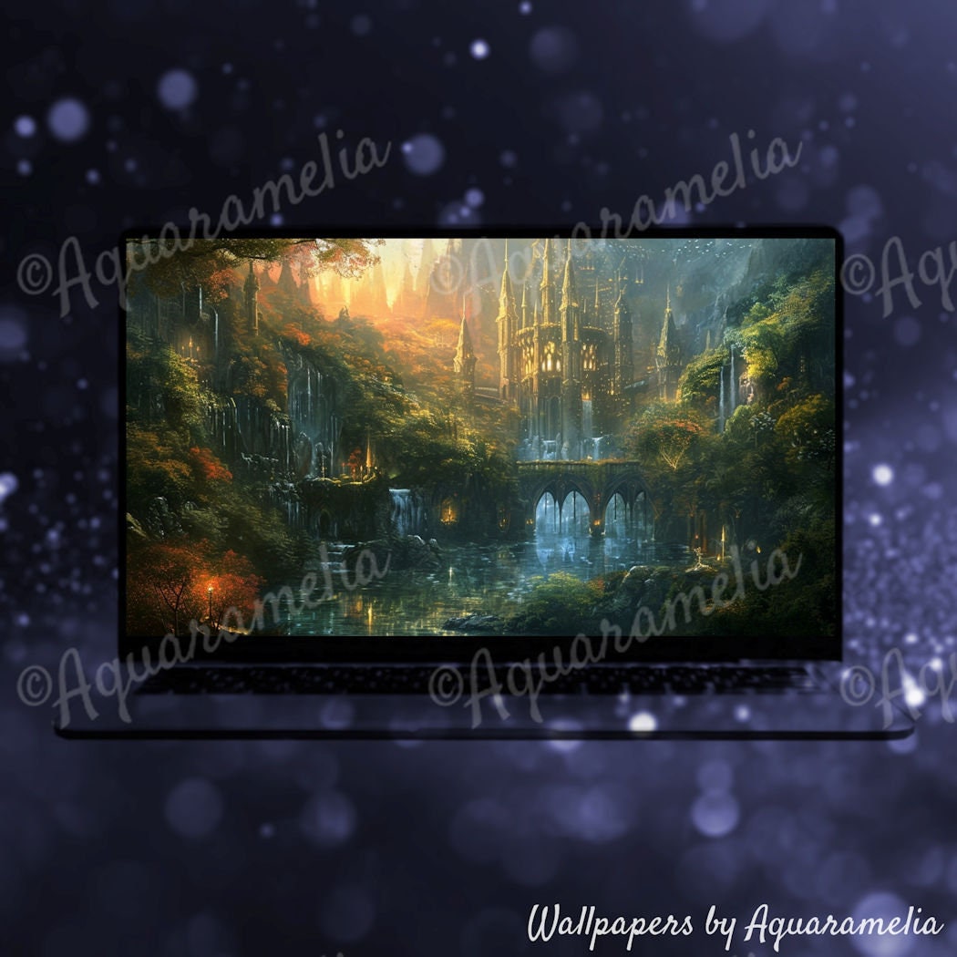 Elven City Background, RPG Magic Fantasy Desktop Background, Dungeons ...
