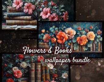 Botanical Library Background, Romantic Books, Reading Desktop ...