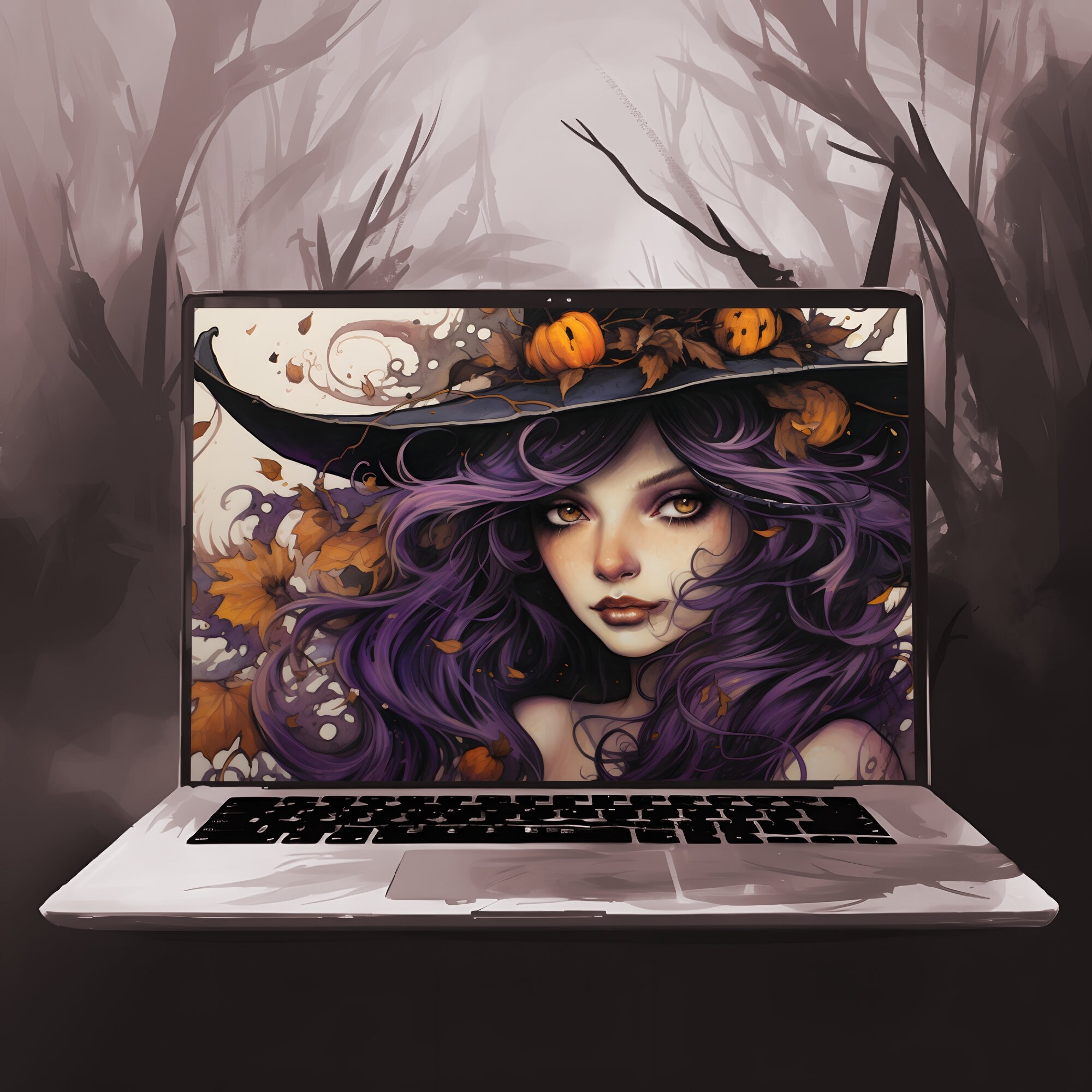 Halloween Witch Desktop Wallpapers, Bundle of 9 Magical Halloween Witch ...