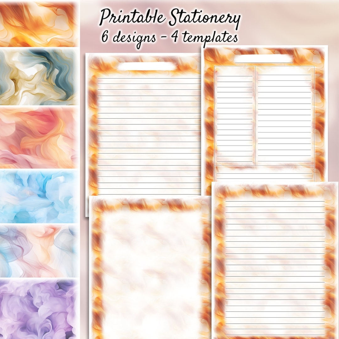 Colorful Abstract Printable Paper Template for Gift Notes, Recipe Cards ...