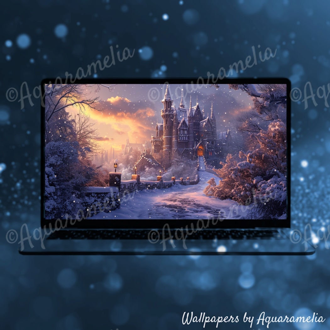 Medieval Fantasy Winter Background, Beautiful Snowy Castle Landscape ...