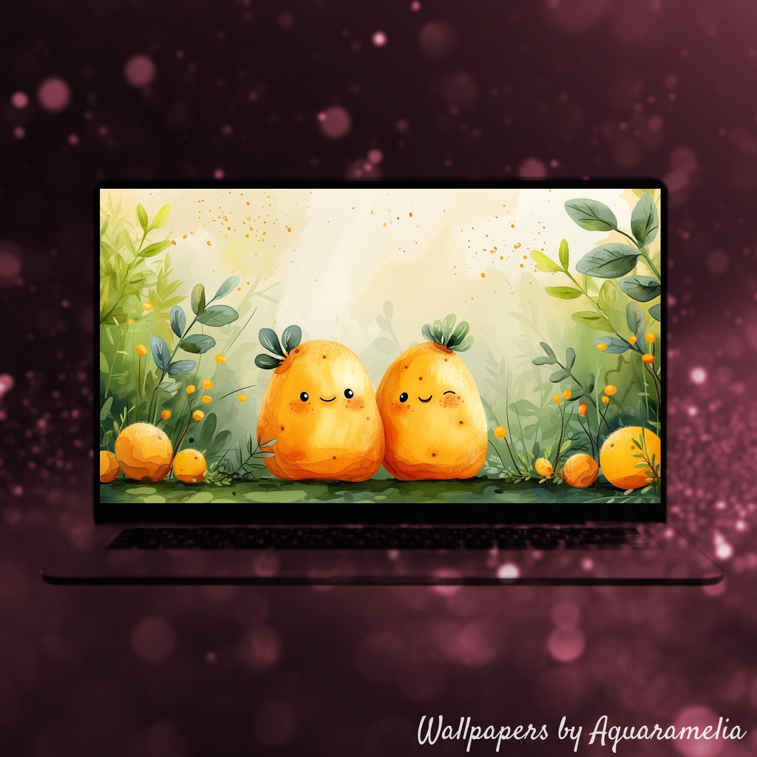 Cute Potato Vegetable Desktop Wallpaper, Kawaii Potato Wallpaper, Food ...