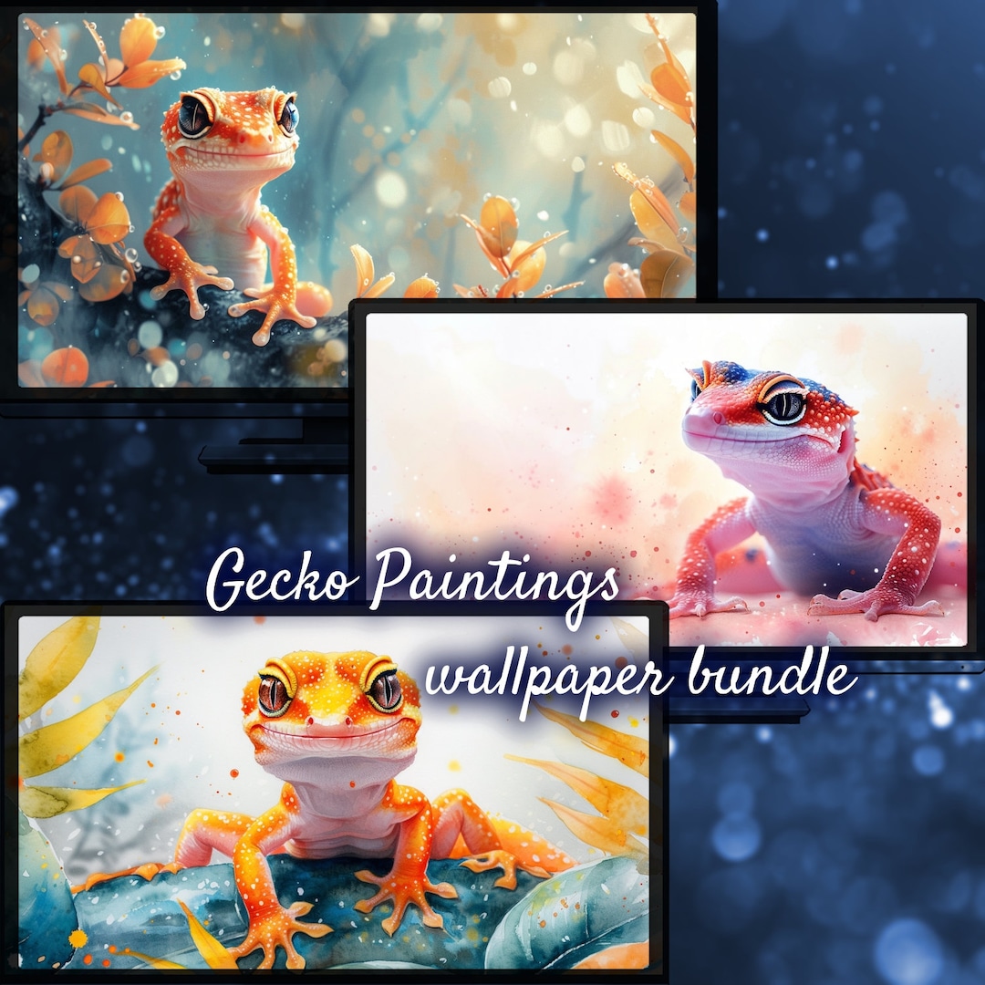 Cute Gecko Animal Desktop Wallpaper, Cute Pet Wallpaper, Gift for ...