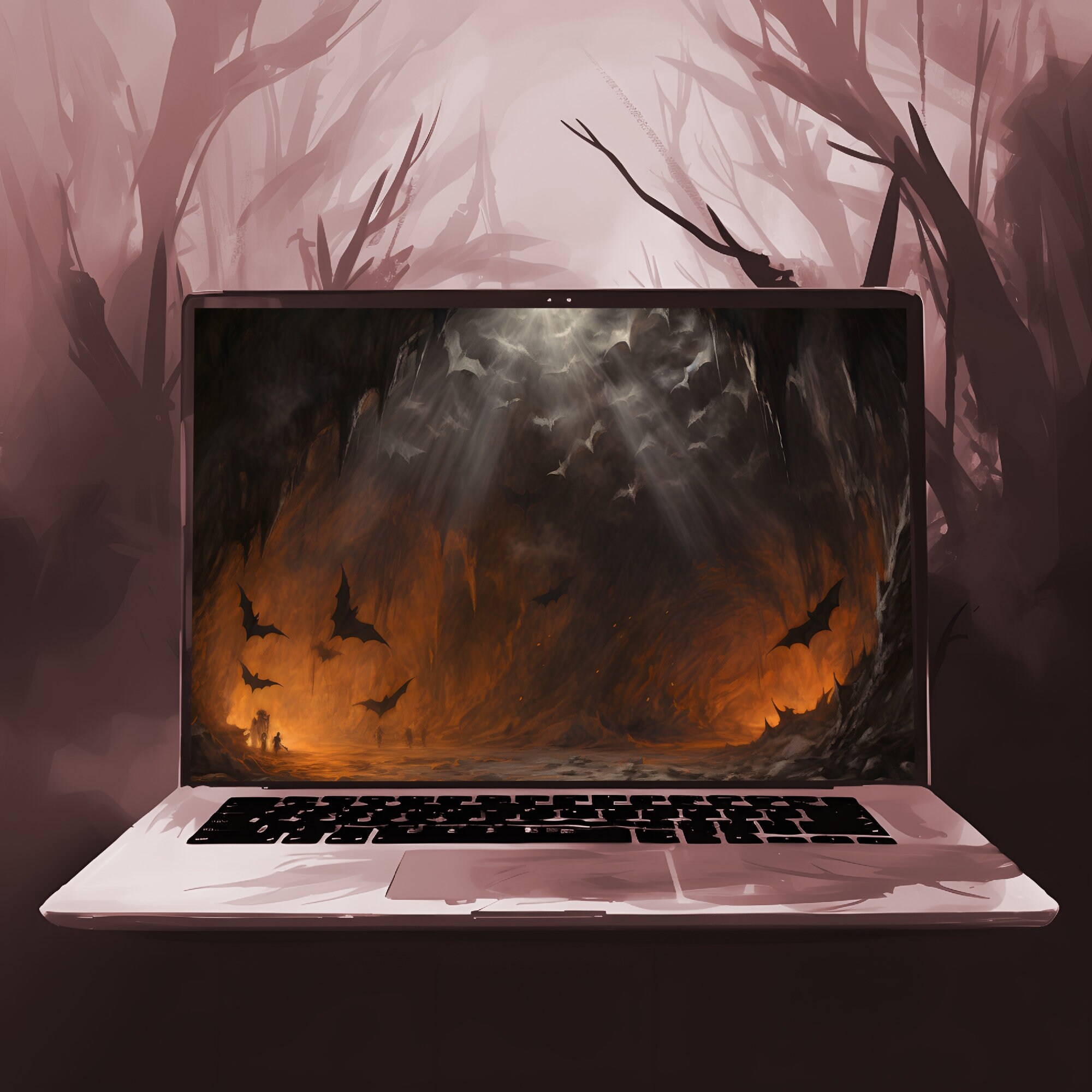 Cave Horrors Desktop Wallpapers, Bundle of 9 Creepy Bat Scary Nightmare ...