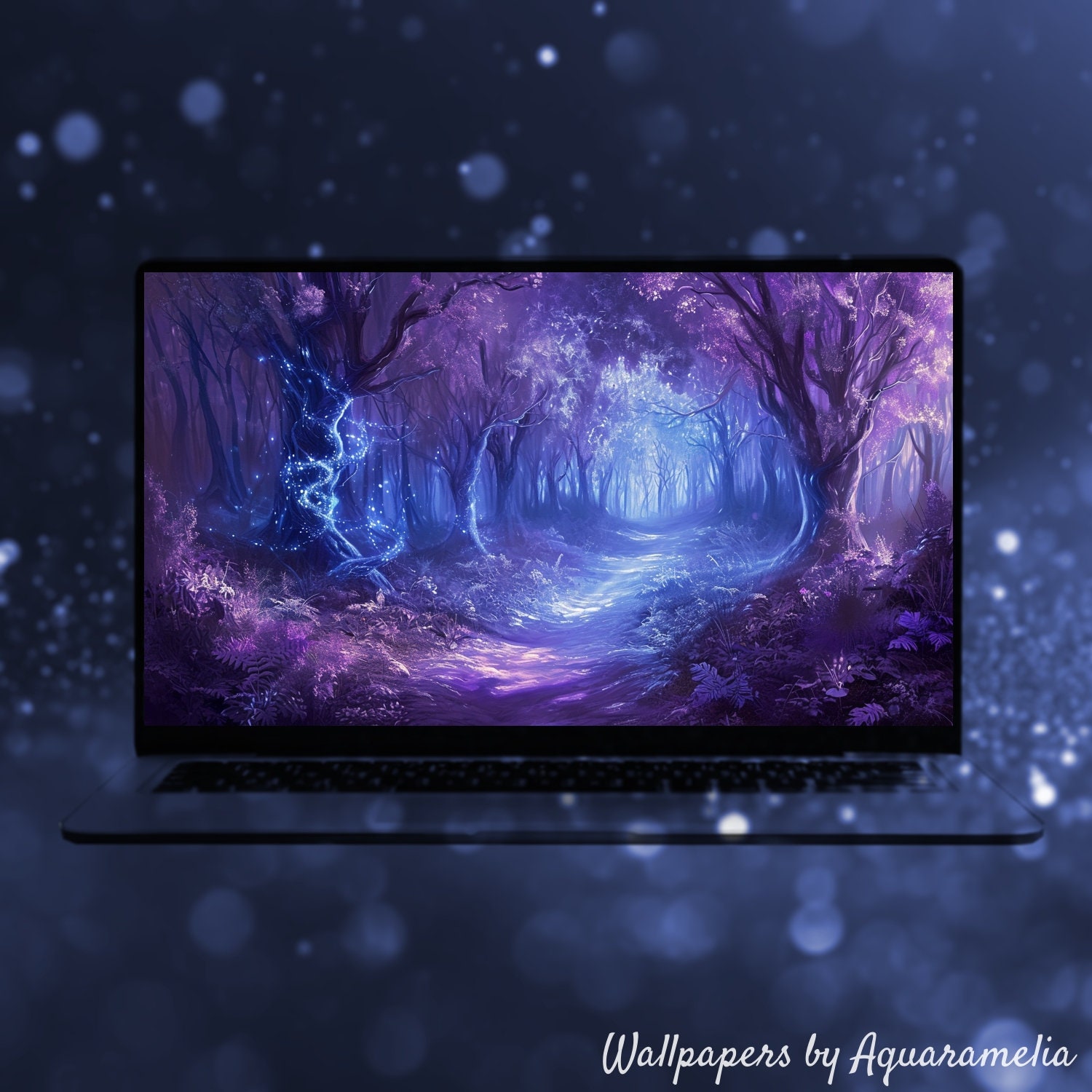 Enchanted Forest Desktop Background, Spiritual Forest Wallpaper, Purple ...
