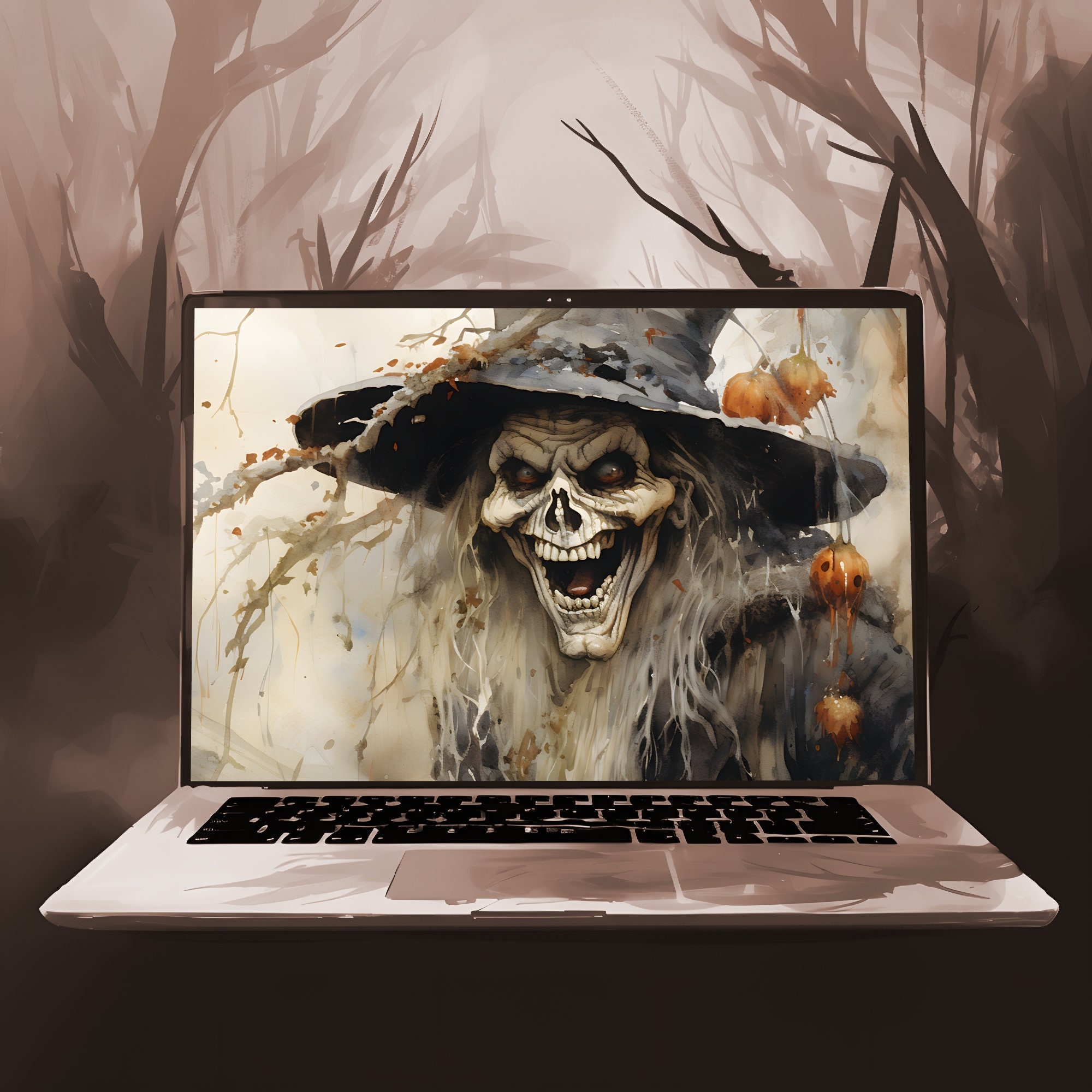 Terrifying Witch Desktop Wallpapers, Bundle of 9 Magical Spooky Horror ...