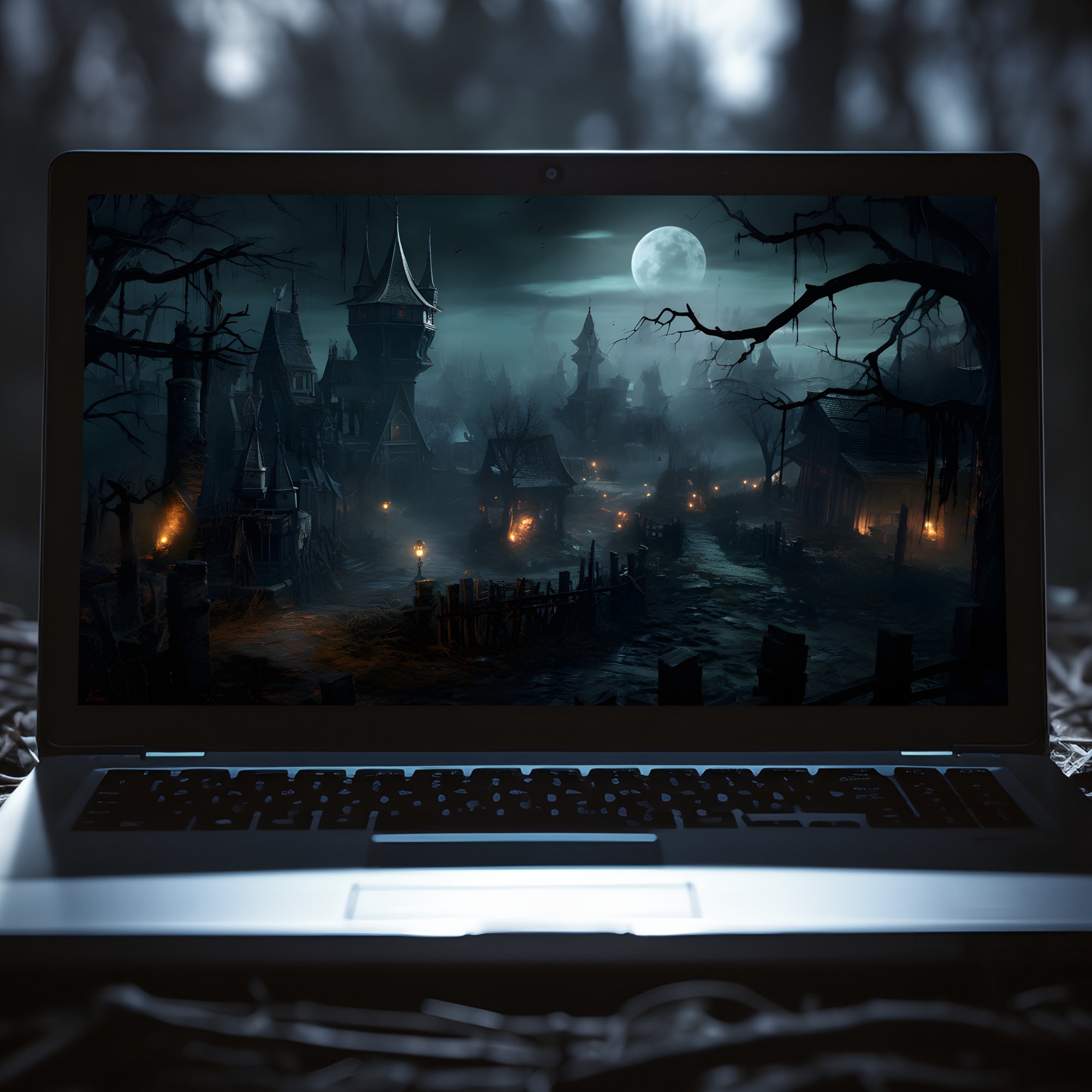 Dark Halloween Desktop Wallpapers, Bundle of 6 Spooky Scary Dark ...