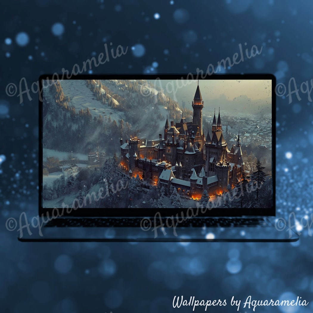 Medieval Fantasy Winter Background, Beautiful Snowy Castle Landscape ...