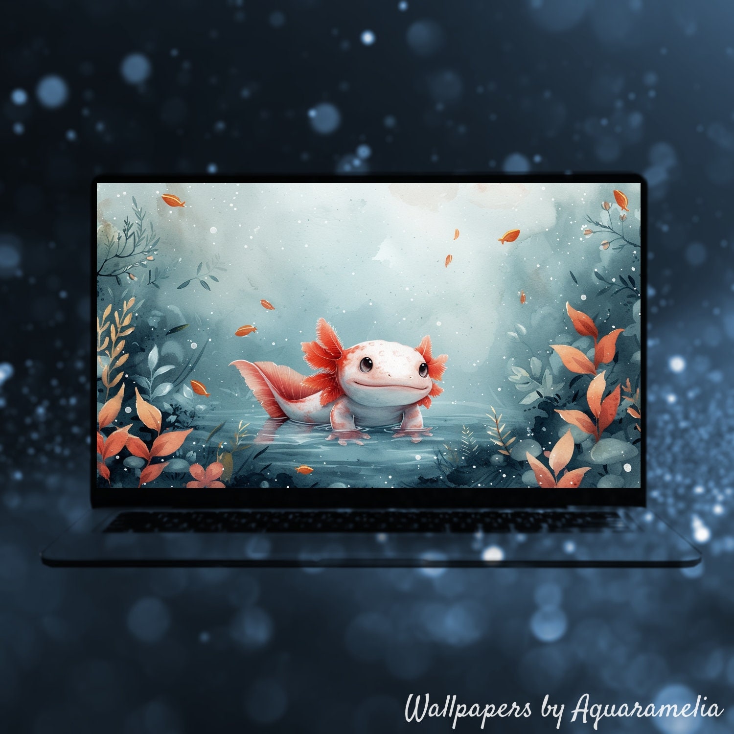 Axolotl Cute Animal Desktop Wallpaper, Cute Pet Wallpaper, Valentines ...