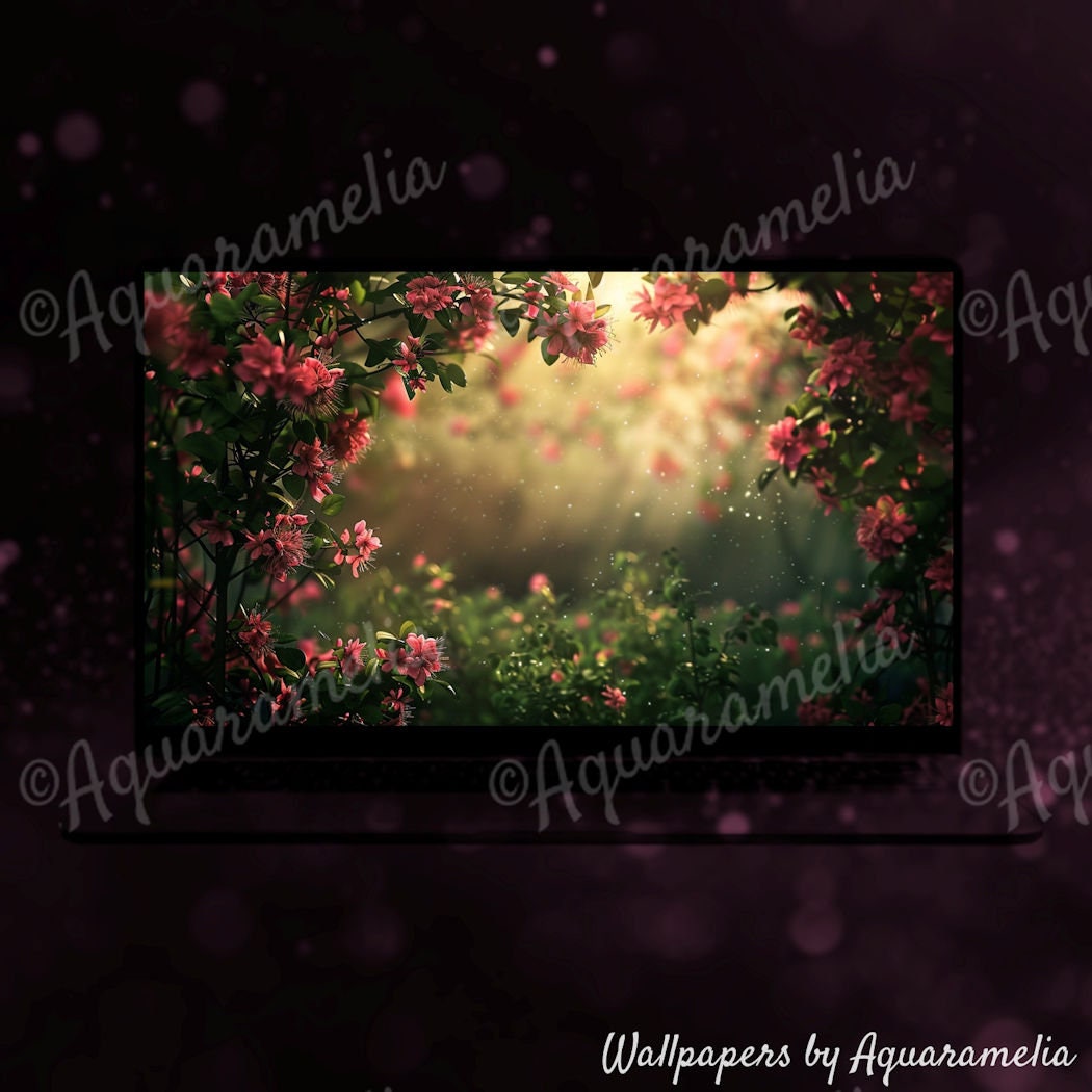 Spring Forest Desktop Background, Enchanted Nature Green Flower ...