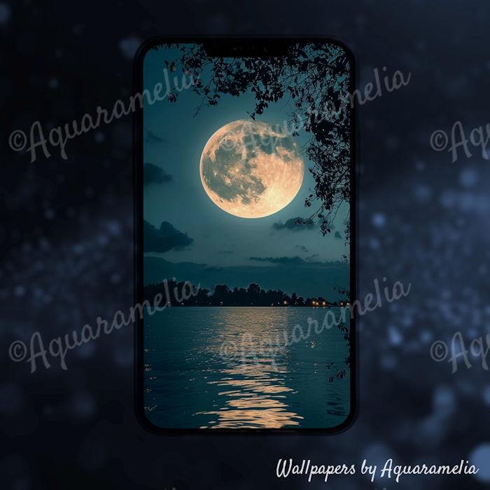 Full Moon Night Phone Background, Dark Lock Screen Wallpaper ...