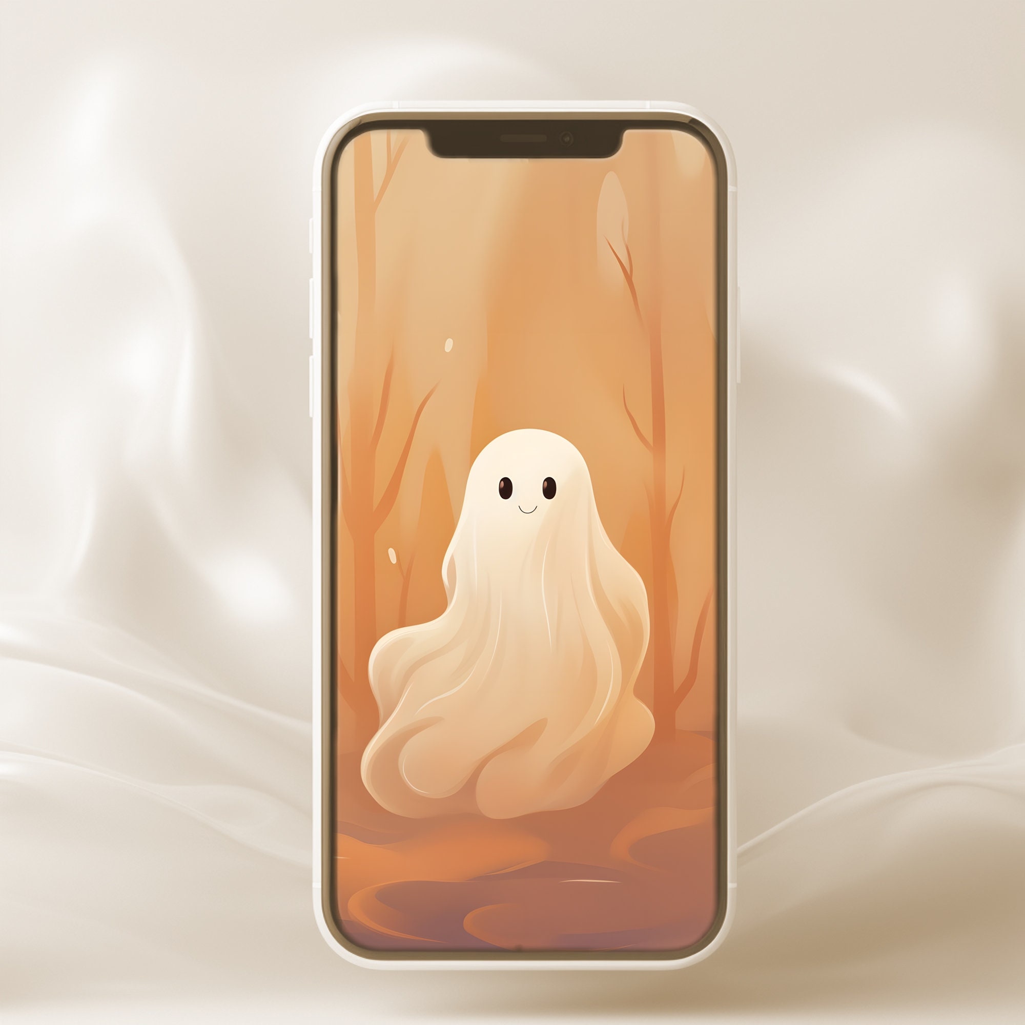 Aesthetic Ghost Phone Wallpapers, Bundle of 6 Minimalist Cute Halloween ...