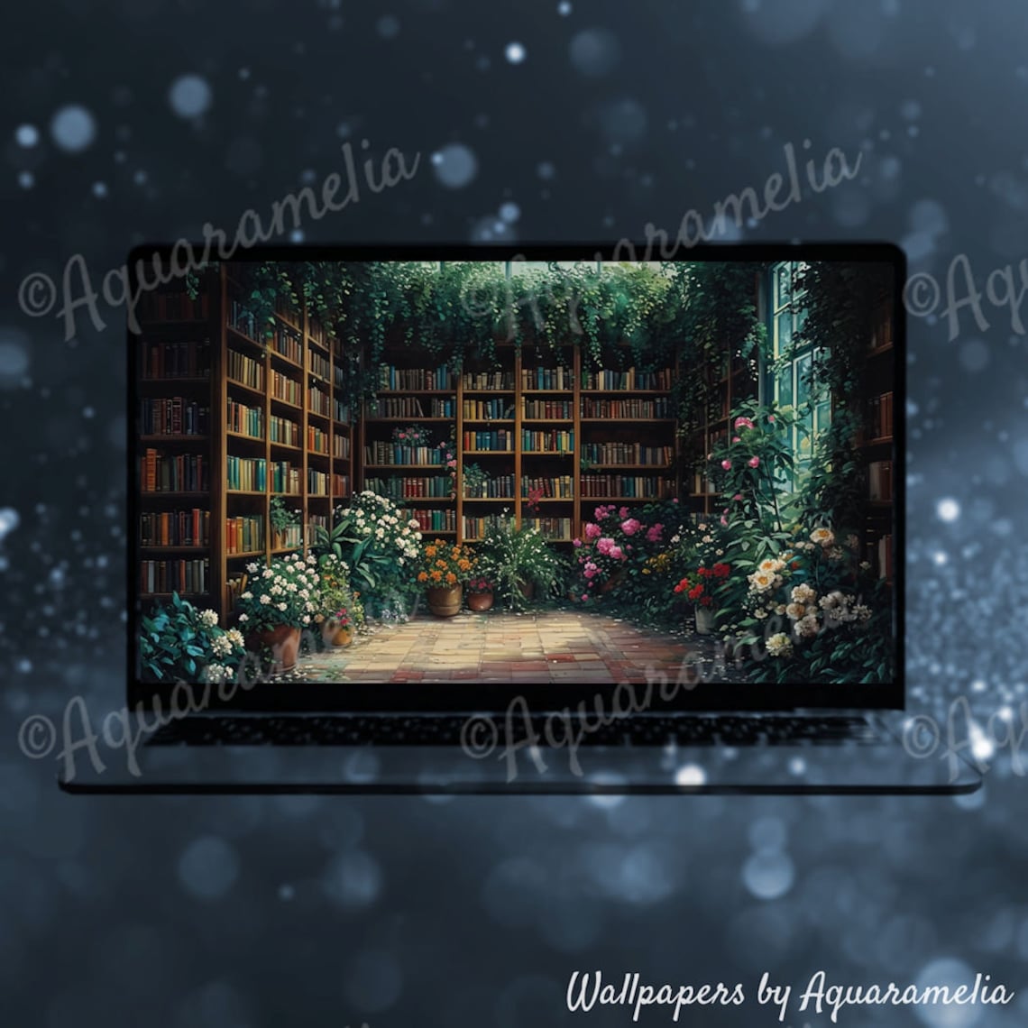 Botanical Library Background, Romantic Books, Reading Desktop ...