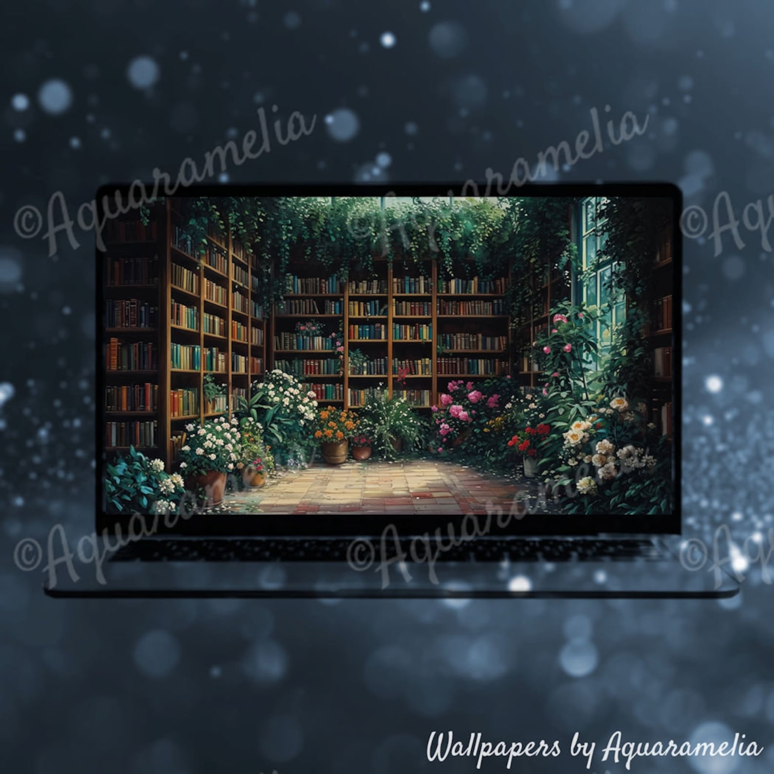 Botanical Library Background, Romantic Books, Reading Desktop ...
