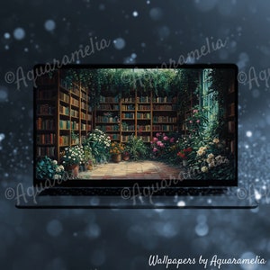 Botanical Library Background, Romantic Books, Reading Desktop ...