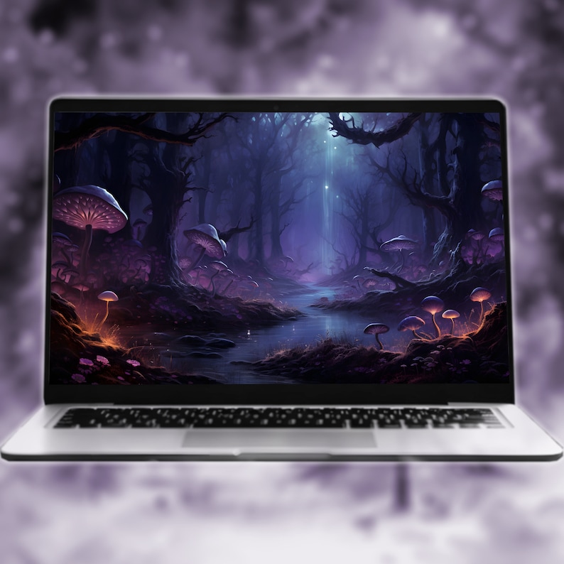 Purple Enchanted Forest Desktop Wallpapers, Bundle of 9 Fantasy Fairy ...