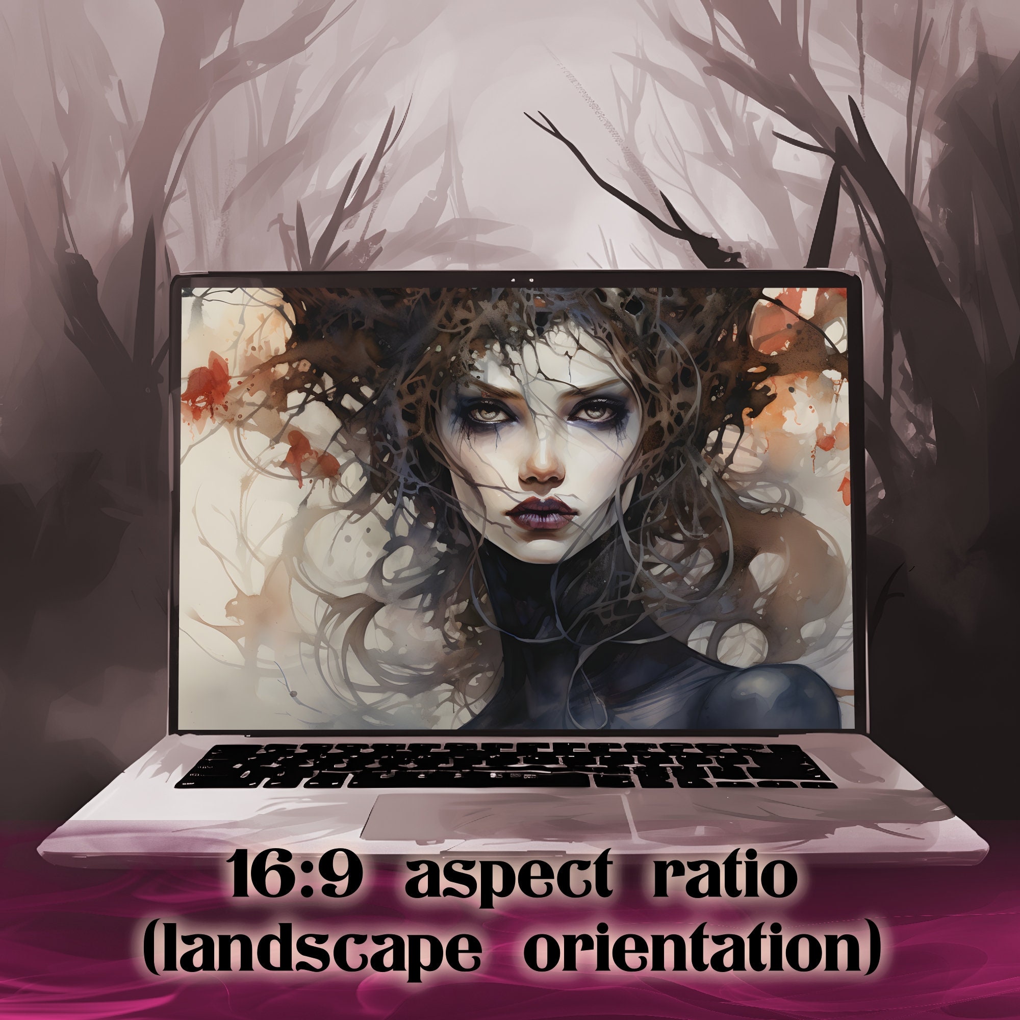 Seductive Witch 3 Desktop Wallpapers, Bundle of 7 Magical Spooky ...