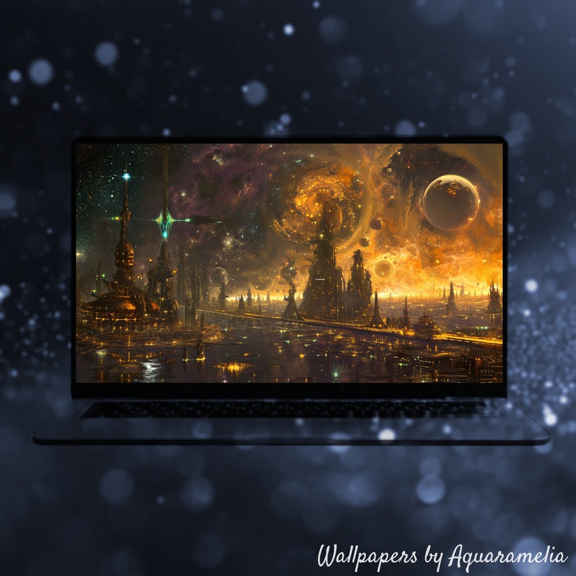 Space City Scifi Computer Background, Futuristic Alien Desktop ...