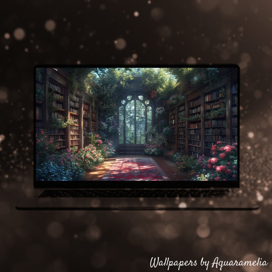 Floral Library Background, Romantic Books, Reading Desktop Background ...
