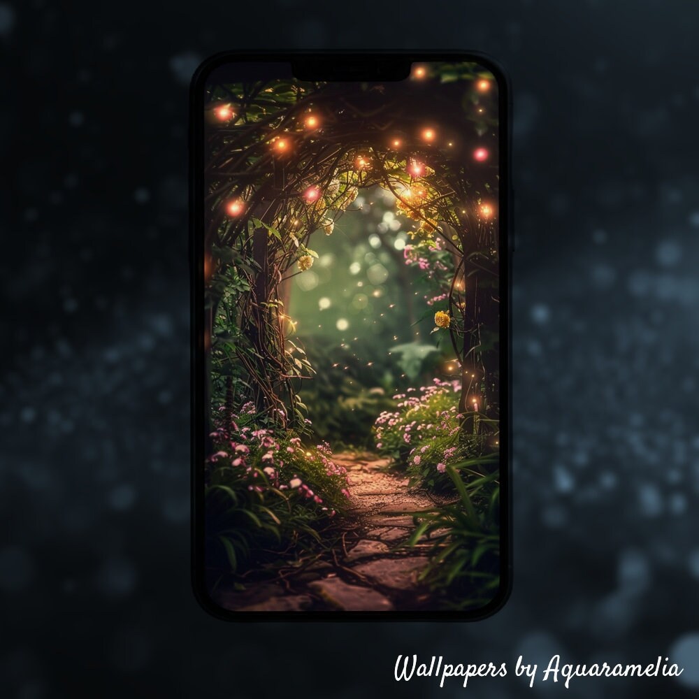 Magical Garden Spring Aesthetic Smartphone Background, Fantasy Nature Phone Wallpaper, Forest ...