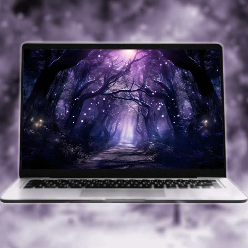 Purple Enchanted Forest Desktop Wallpapers, Bundle of 9 Fantasy Fairy ...