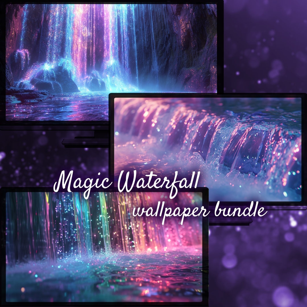 Magic Waterfall Background, Fairy Whimsical Desktop Background, Fantasy ...
