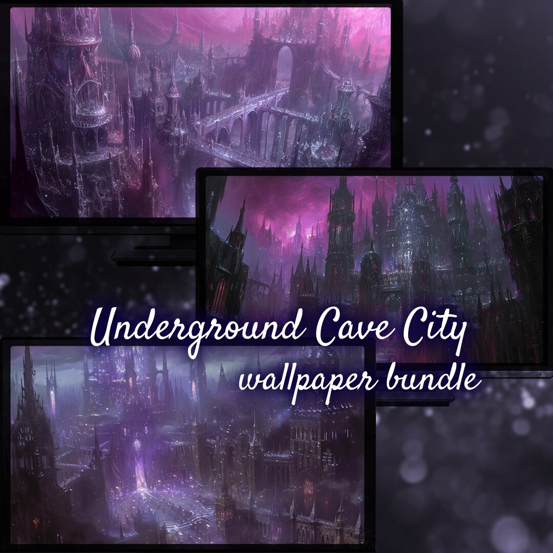 Underground Cave City Background, Magic Fantasy Desktop Wallpaper ...