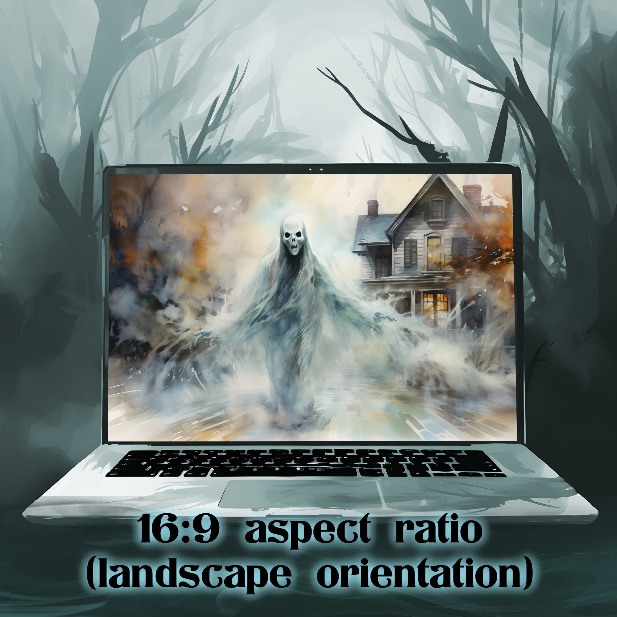 Scary Ghost Desktop Wallpapers, Bundle of 6 Spooky Scary Haunted Spirit ...