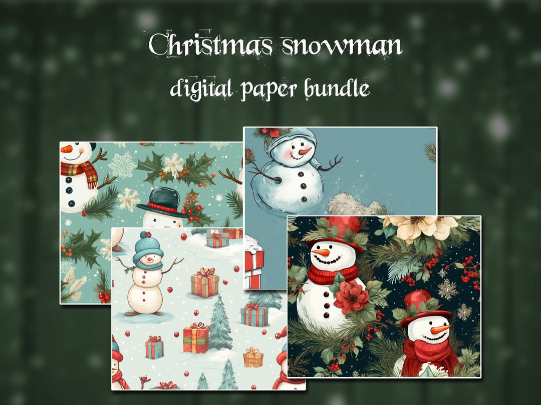 Christmas Snowman Christmas and Winter Digital Paper Seamless Pattern ...