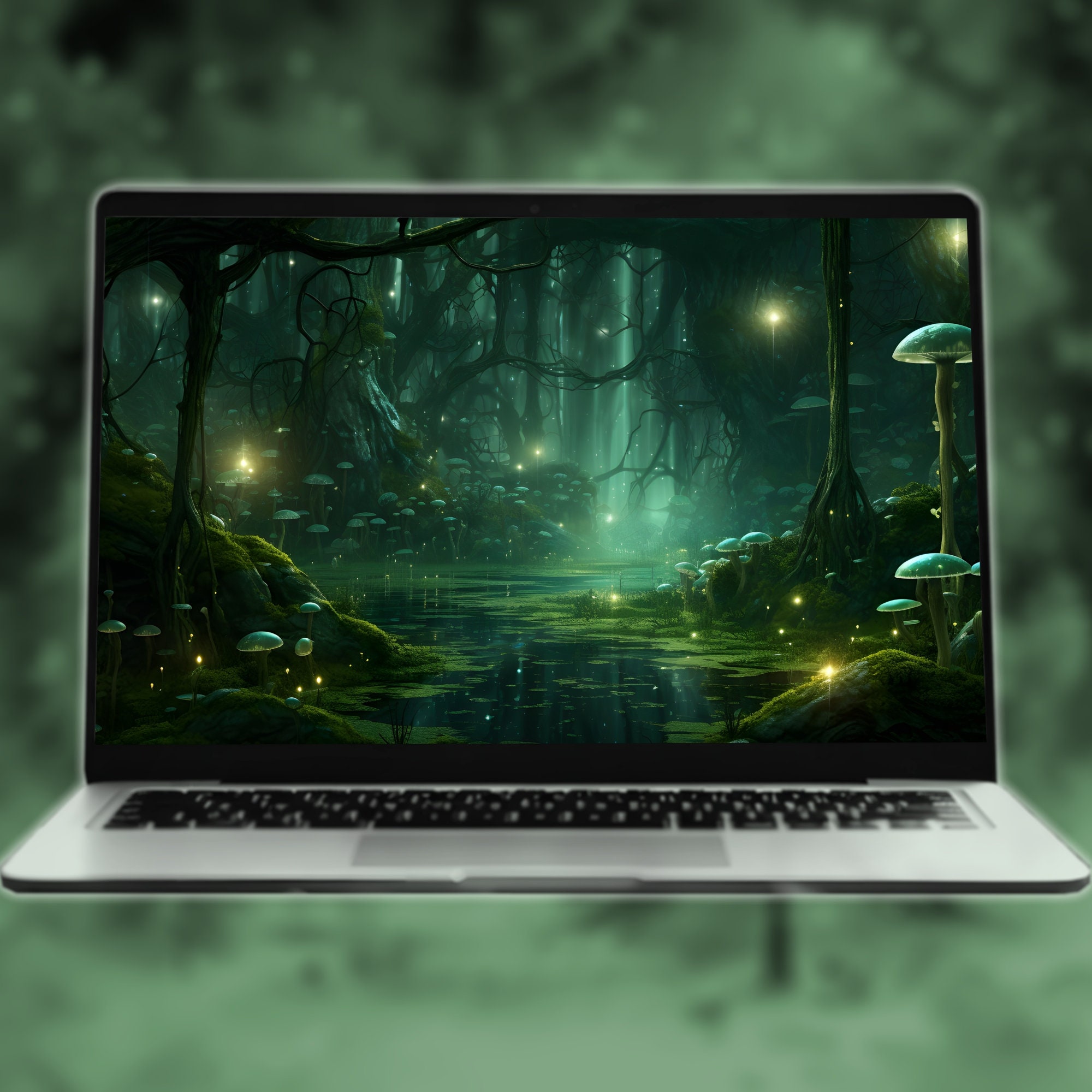Green Enchanted Forest Desktop Wallpapers, Bundle of 7 Fantasy Fairy ...