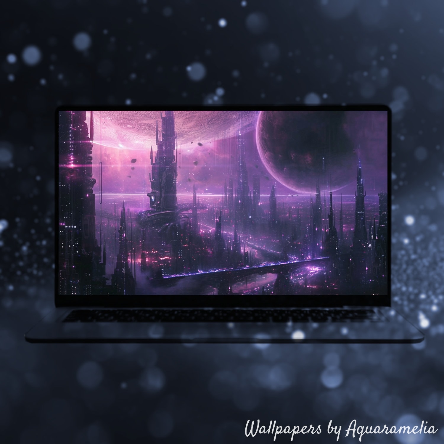 Space City Scifi Computer Background, Futuristic Alien Desktop ...