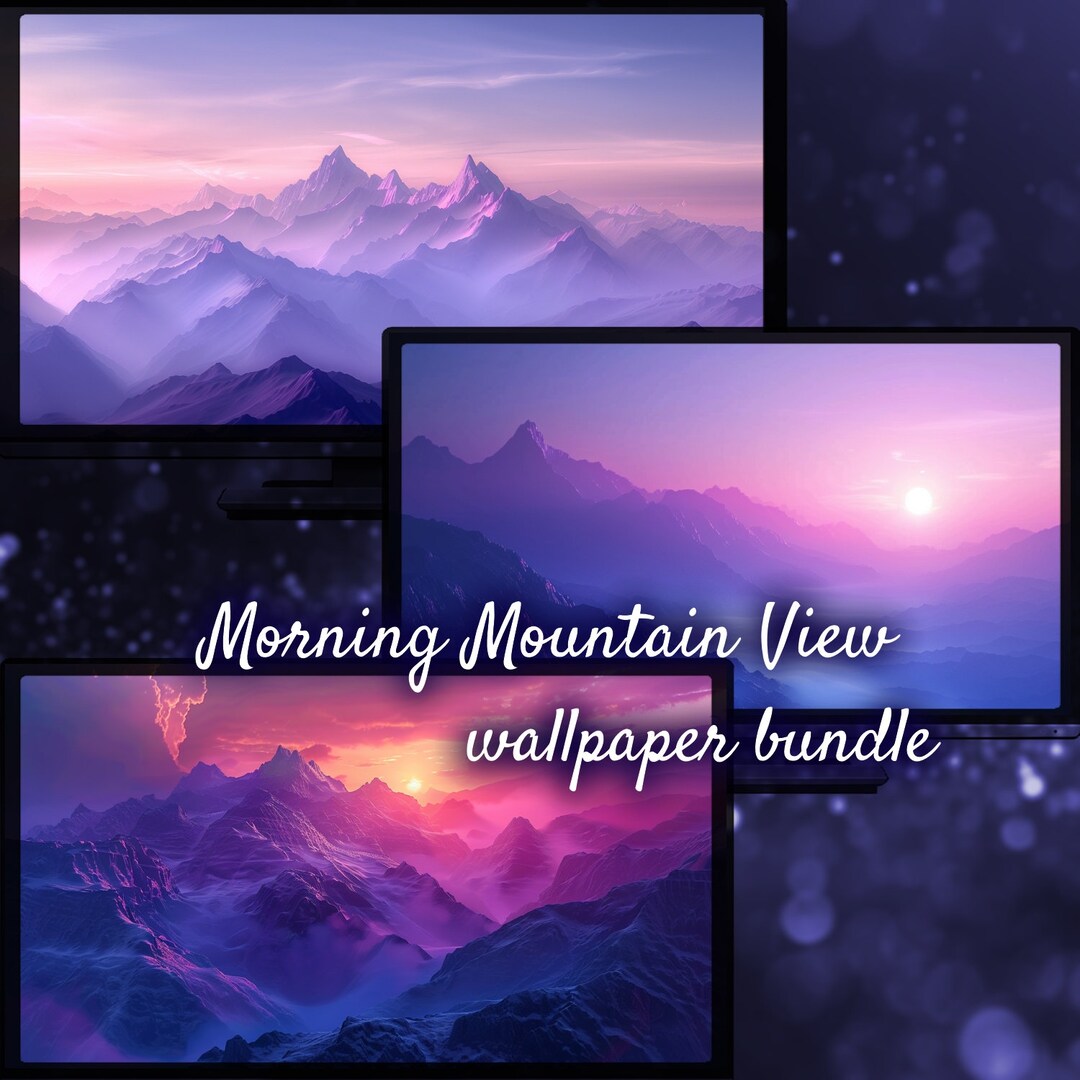 Morning Mountain View Desktop Background, Purple Pink Blue Colors ...